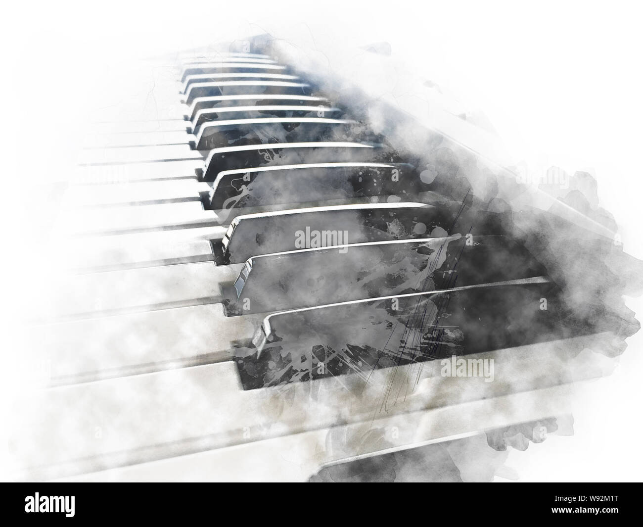 abstract piano keyboard watercolor illustrtion painting background ...