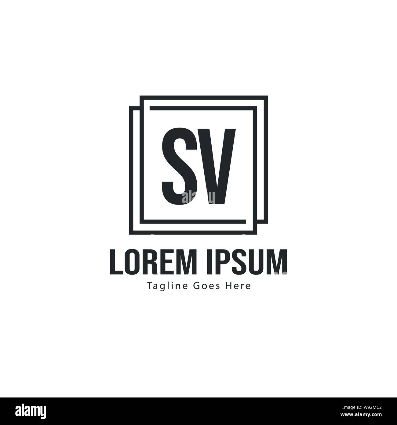 Initial SV logo template with modern frame. Minimalist SV letter logo ...