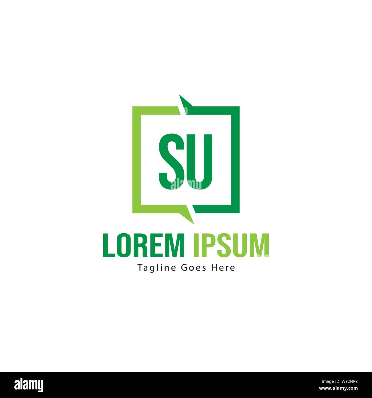 Initial SU logo template with modern frame. Minimalist SU letter logo ...