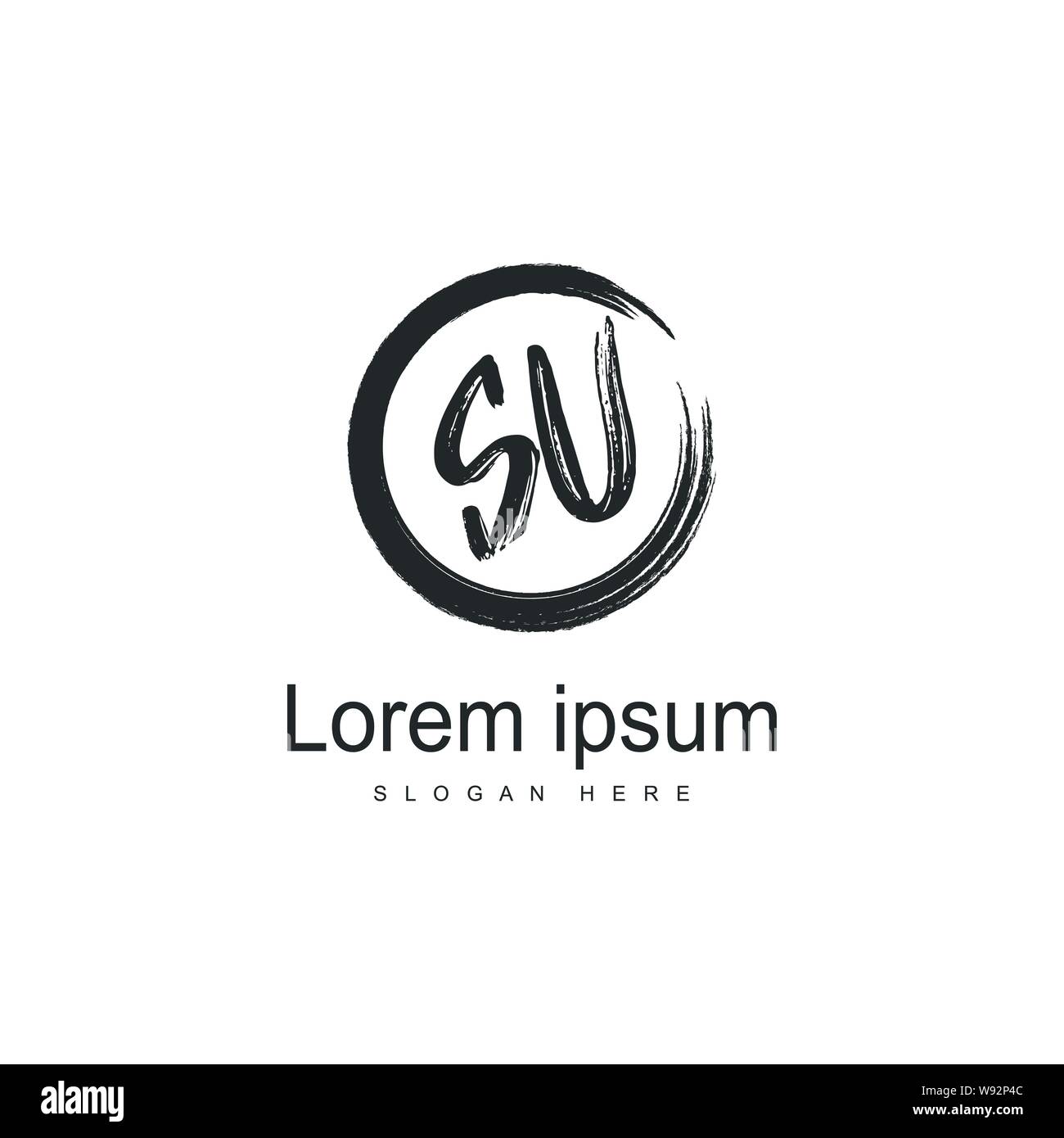 Initial SU logo template with modern frame. Minimalist SU letter logo ...