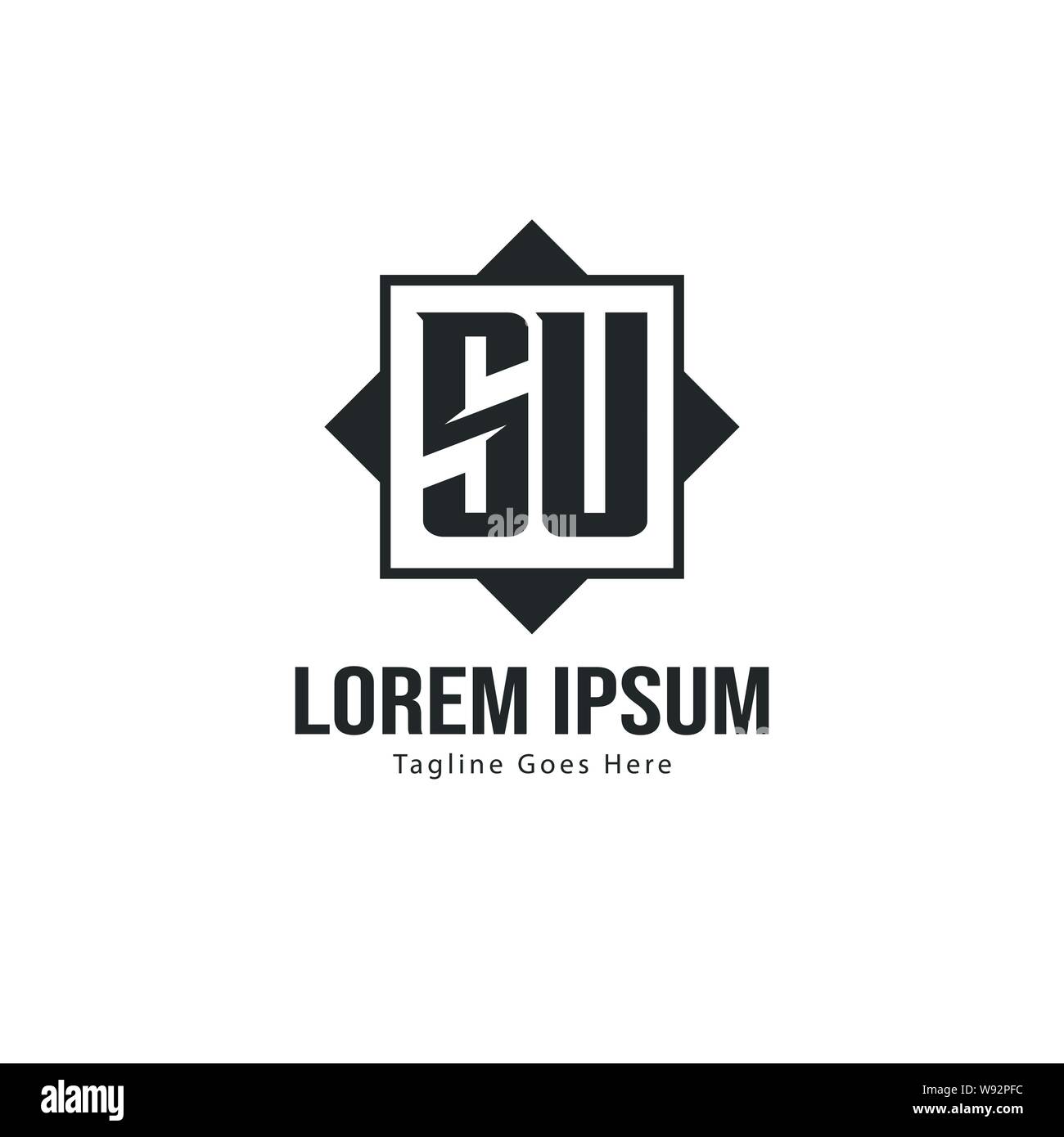 Initial SU logo template with modern frame. Minimalist SU letter logo ...