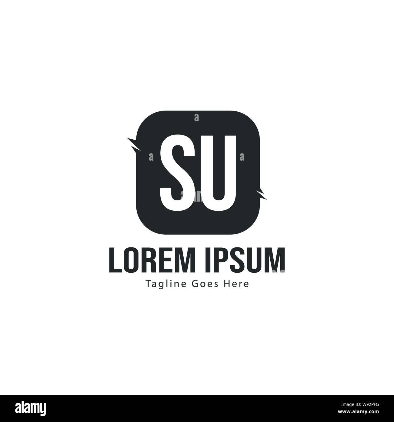 Initial SU logo template with modern frame. Minimalist SU letter logo ...