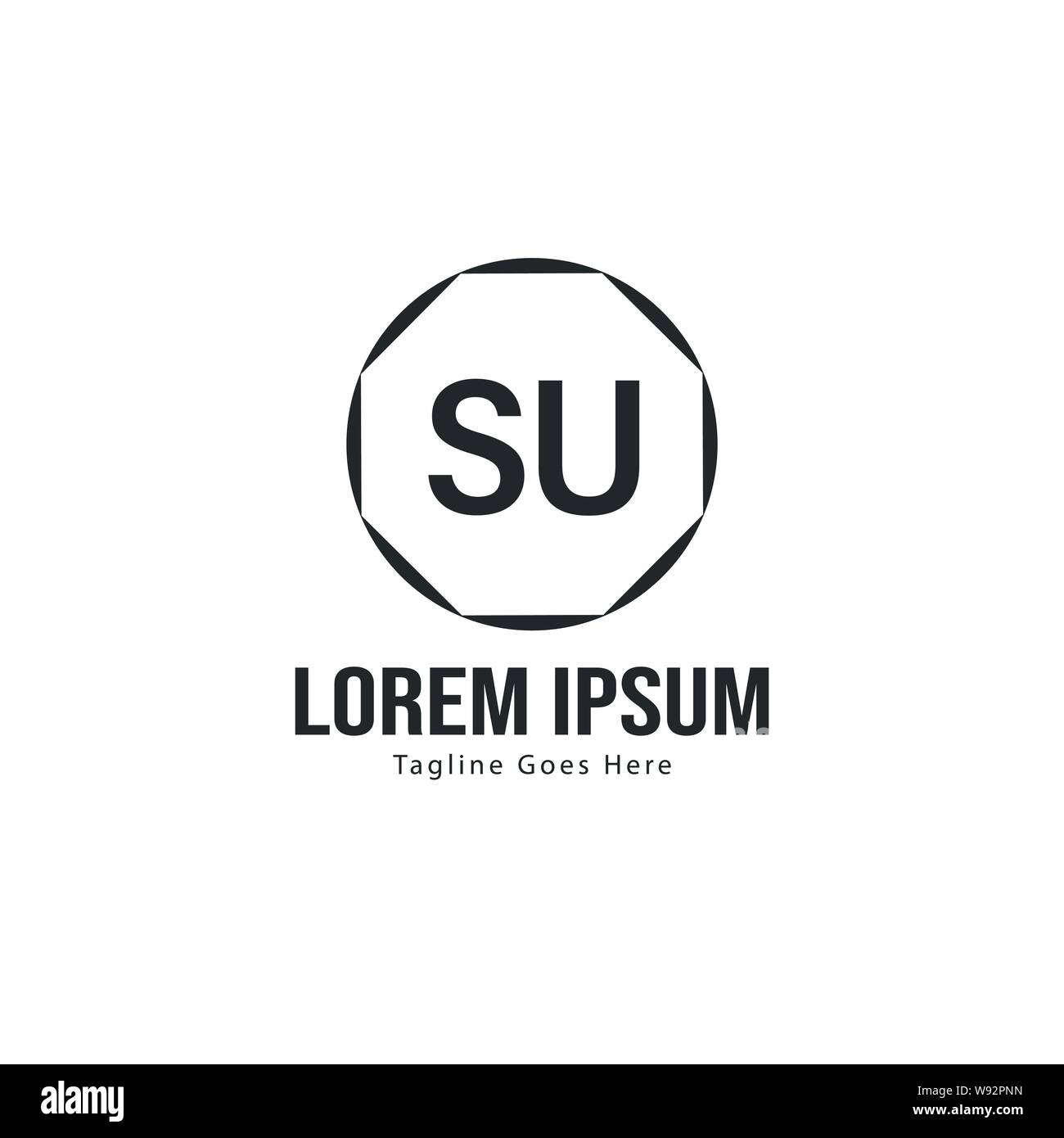 Initial SU logo template with modern frame. Minimalist SU letter logo ...