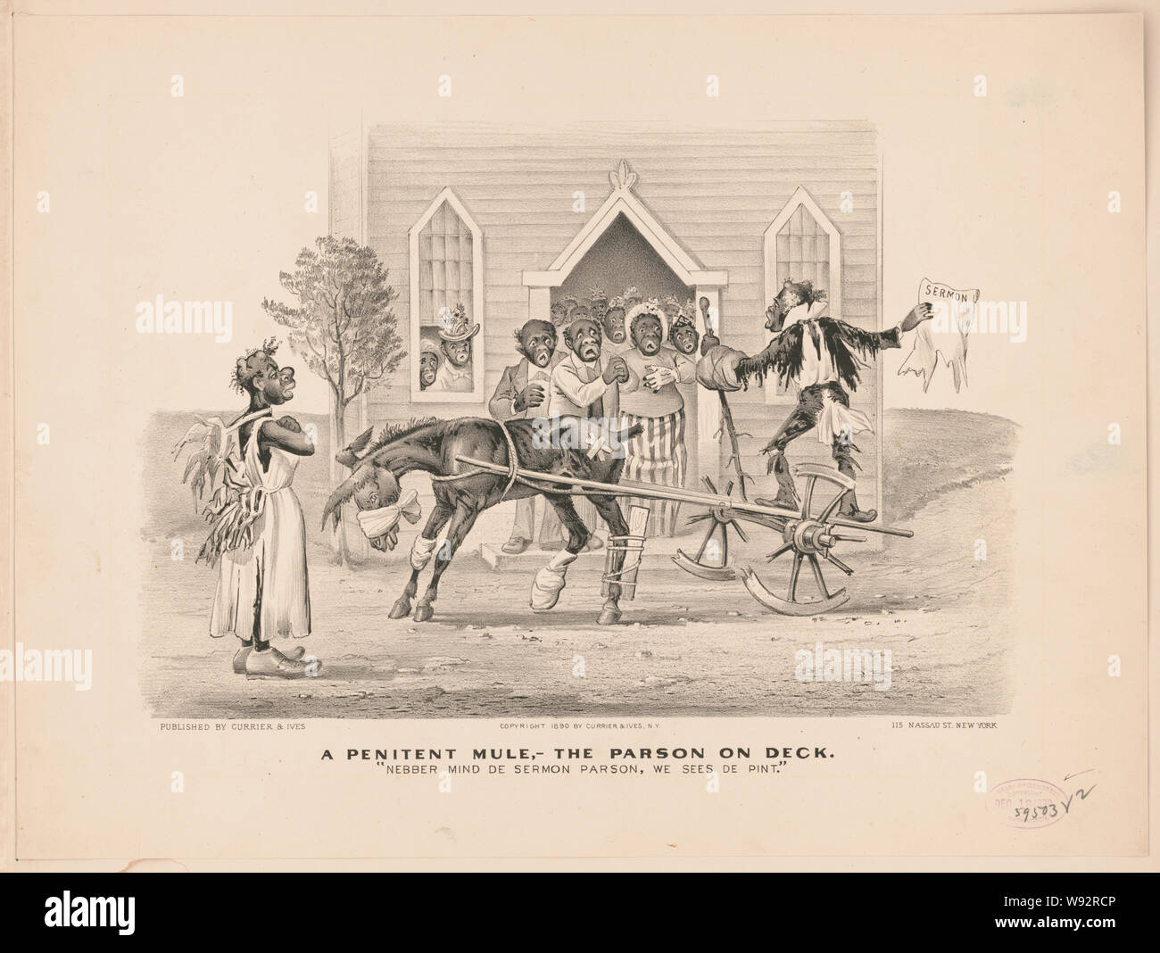 A penitent mule--the parson on deck: Nebber mind de sermon parson, we ...
