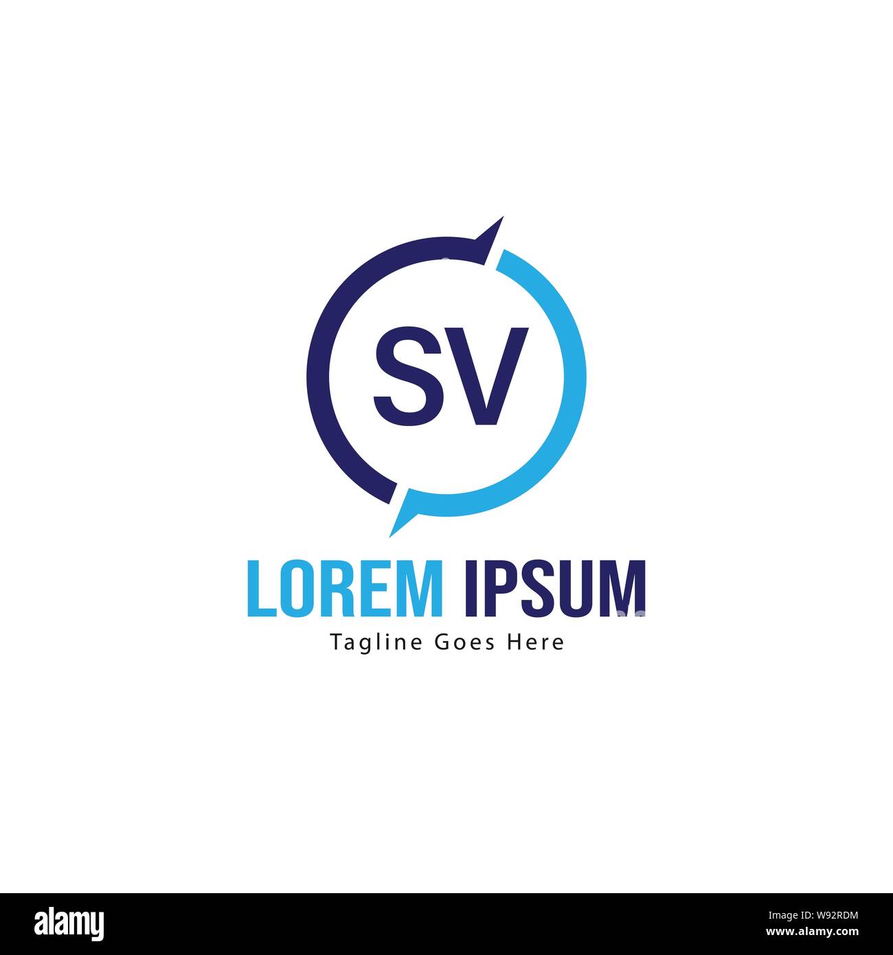 Initial SV logo template with modern frame. Minimalist SV letter logo ...