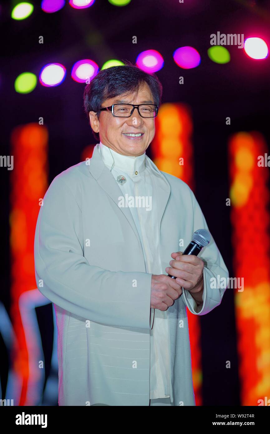 Hong Kong singer and actor Jackie Chan smiles during a group star ...