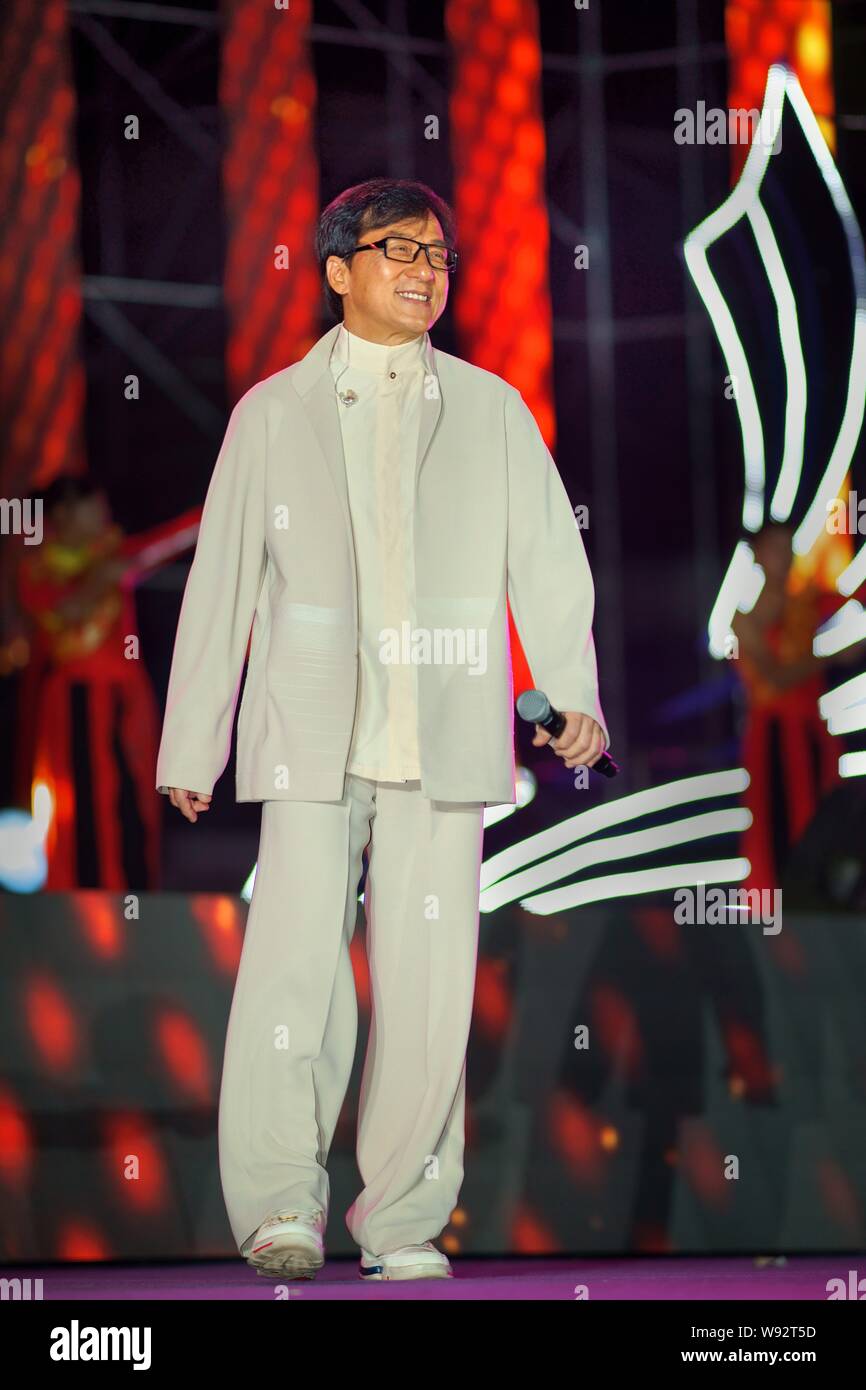 Hong Kong singer and actor Jackie Chan smiles during a group star ...