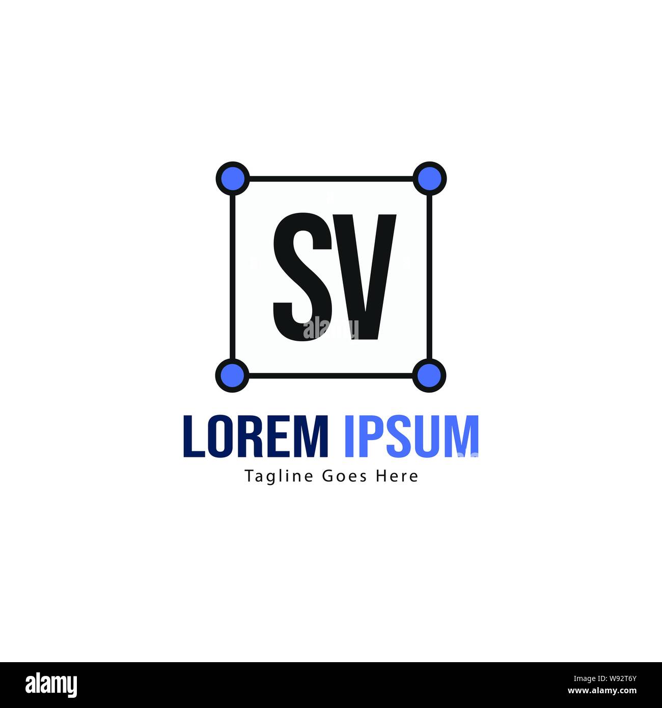 Initial SV logo template with modern frame. Minimalist SV letter logo ...