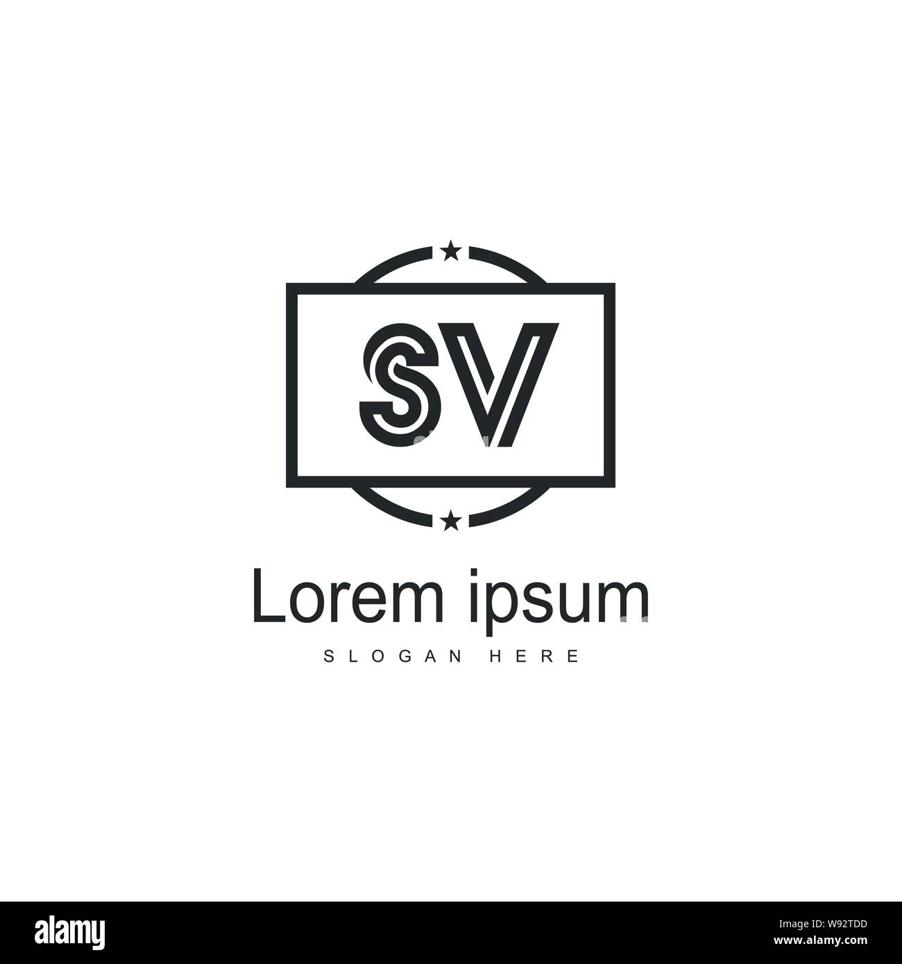 Initial SV logo template with modern frame. Minimalist SV letter logo vector illustration design ...