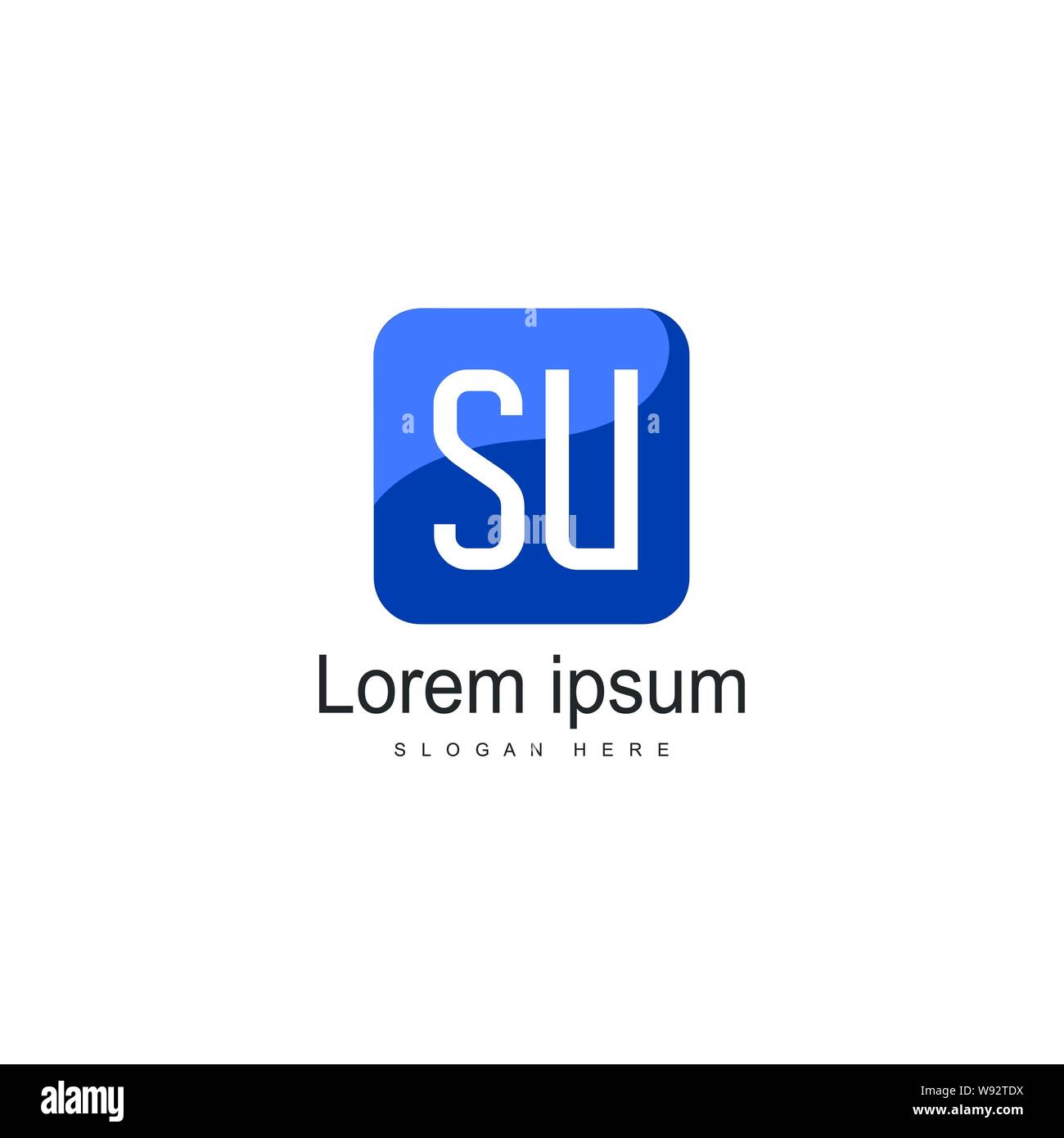 Initial SU logo template with modern frame. Minimalist SU letter logo ...