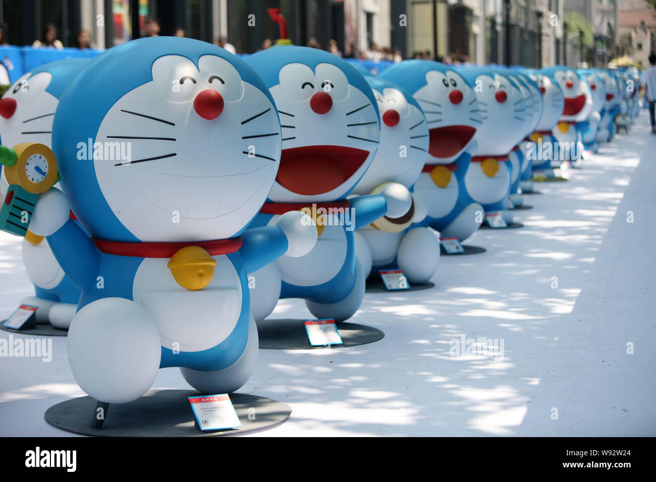 View of models of Doraemon, a famous Japanese cartoon character, at an ...