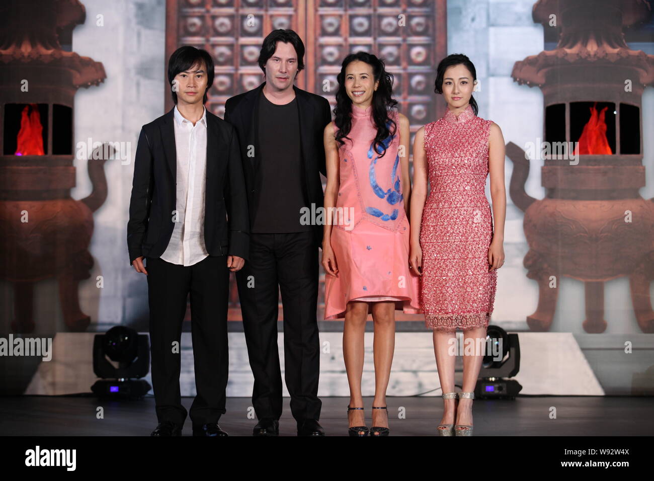 (From left) Chinese actor Chen Hu, Canadian actor and director Keanu ...