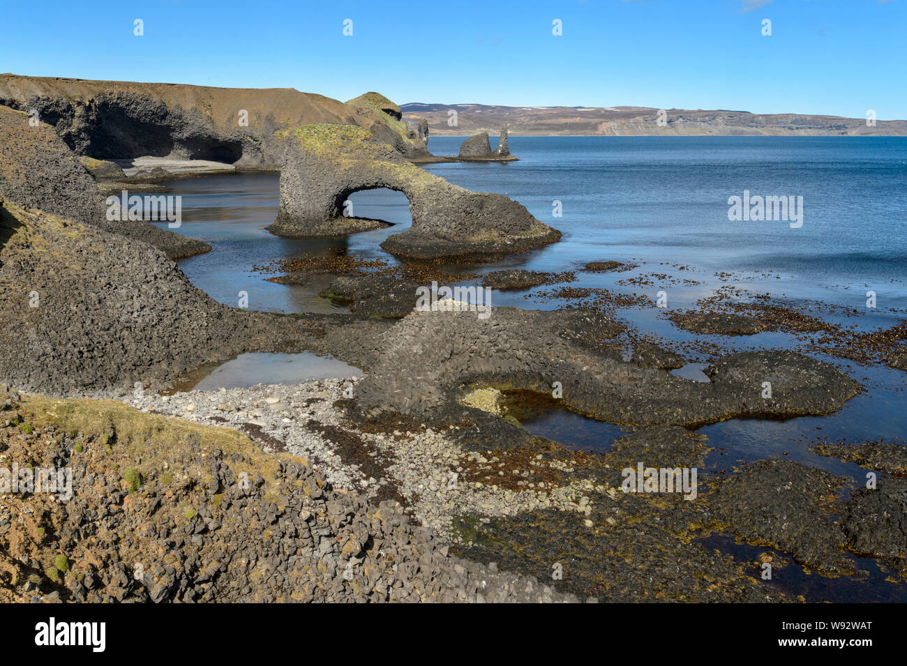 Basalt stacks and arches, Rauðanes, Iceland Stock Photo - Alamy