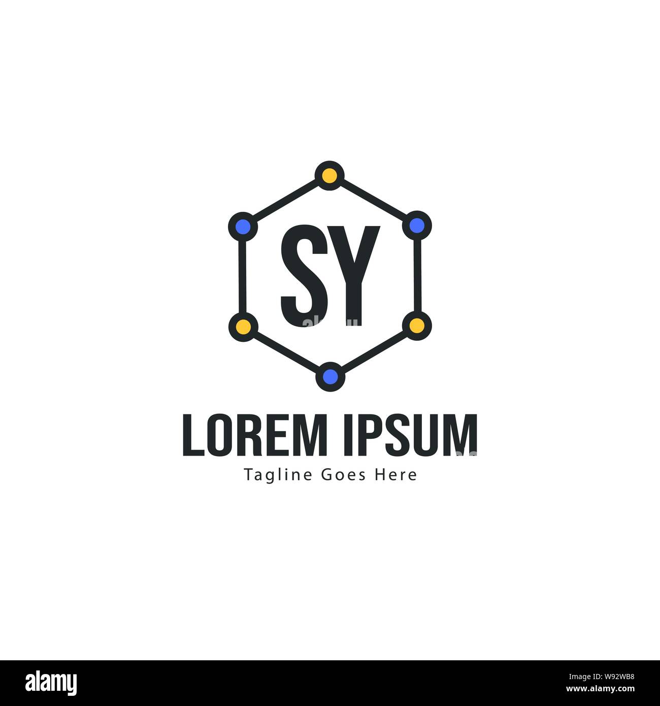 Initial SY logo template with modern frame. Minimalist SY letter logo ...