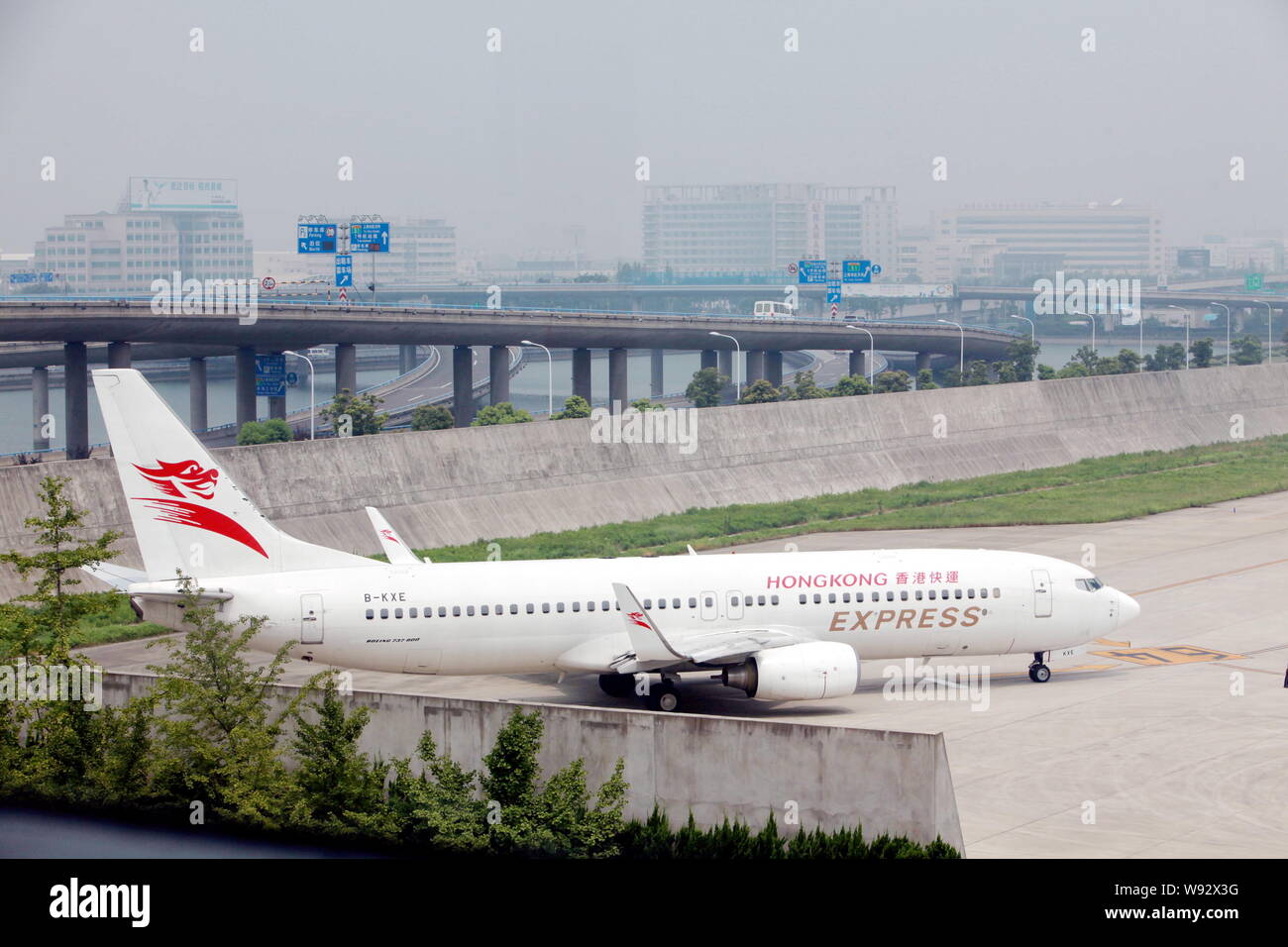 --FILE--A jet plane of Hong Kong Express Airways is seen at the ...