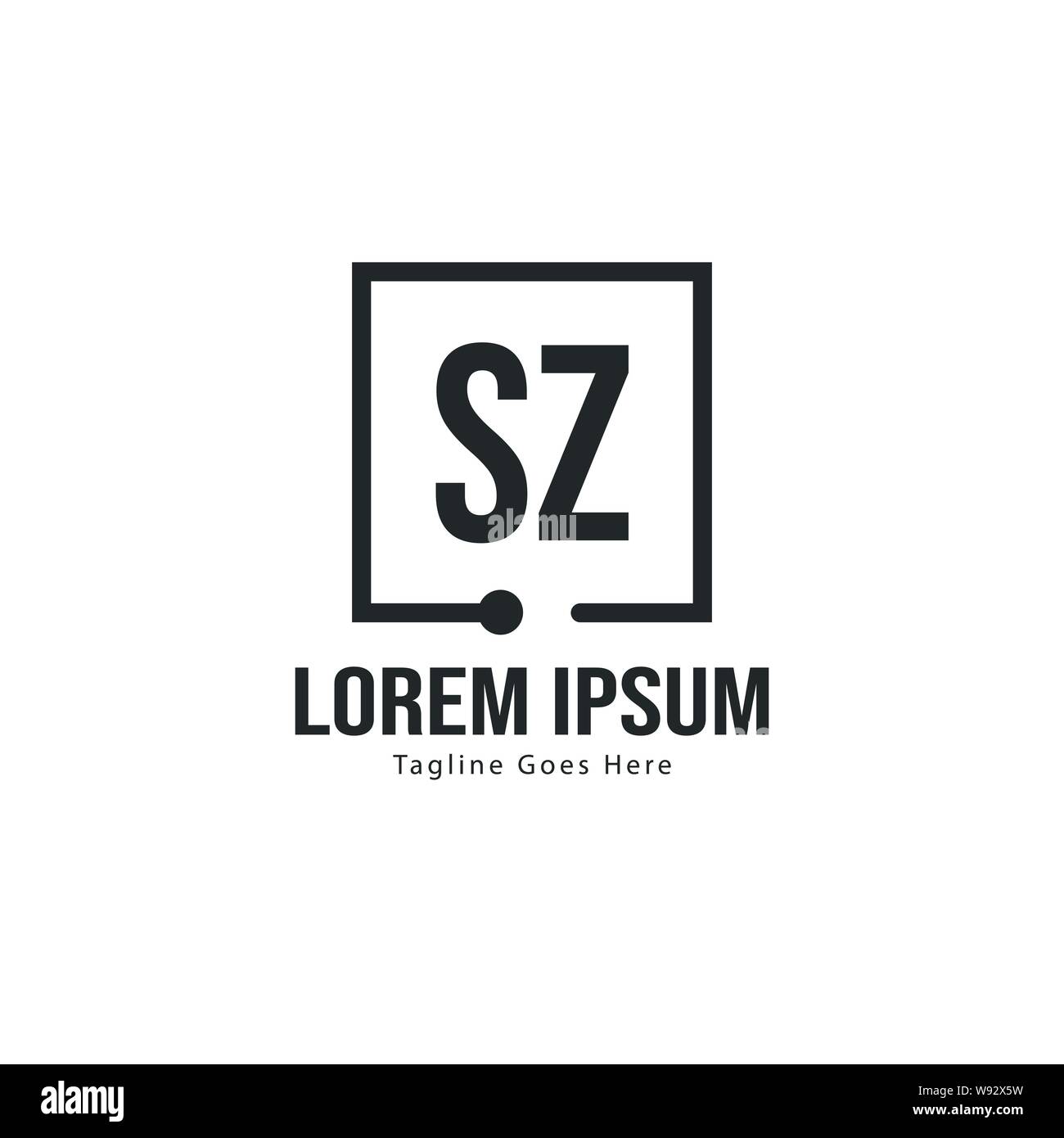 Initial SZ logo template with modern frame. Minimalist SZ letter logo ...