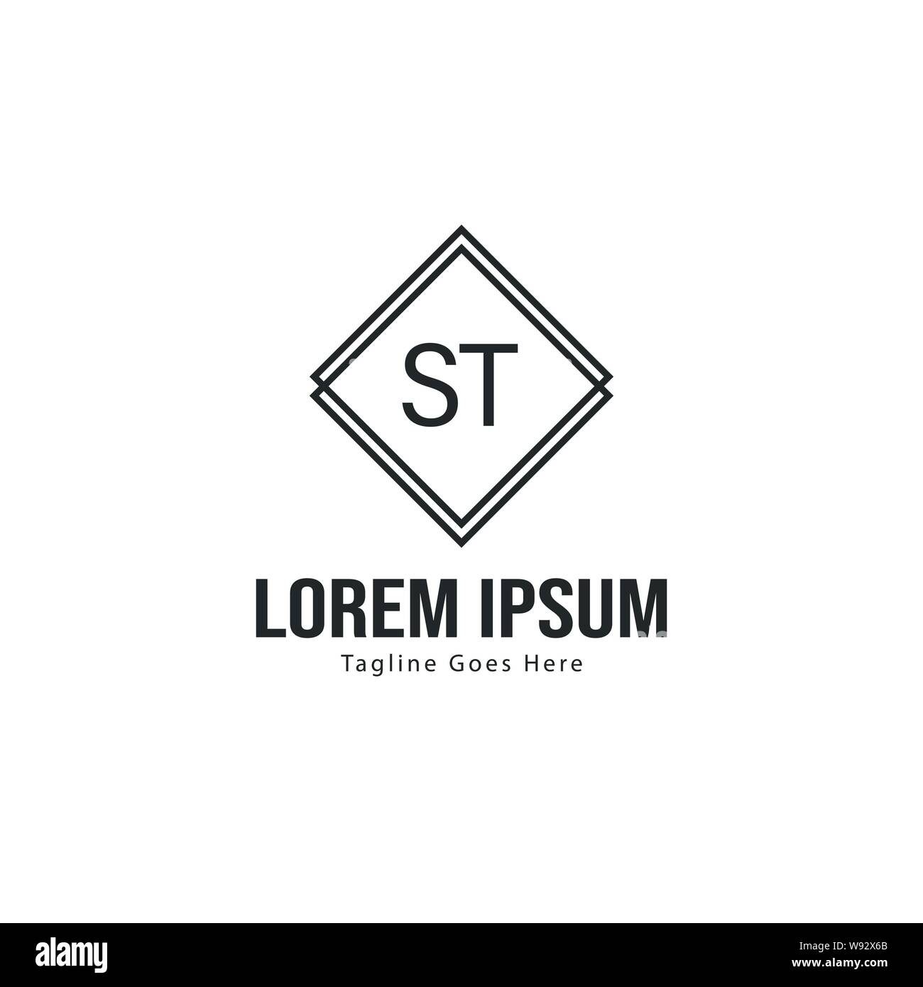 Initial ST logo template with modern frame. Minimalist ST letter logo ...
