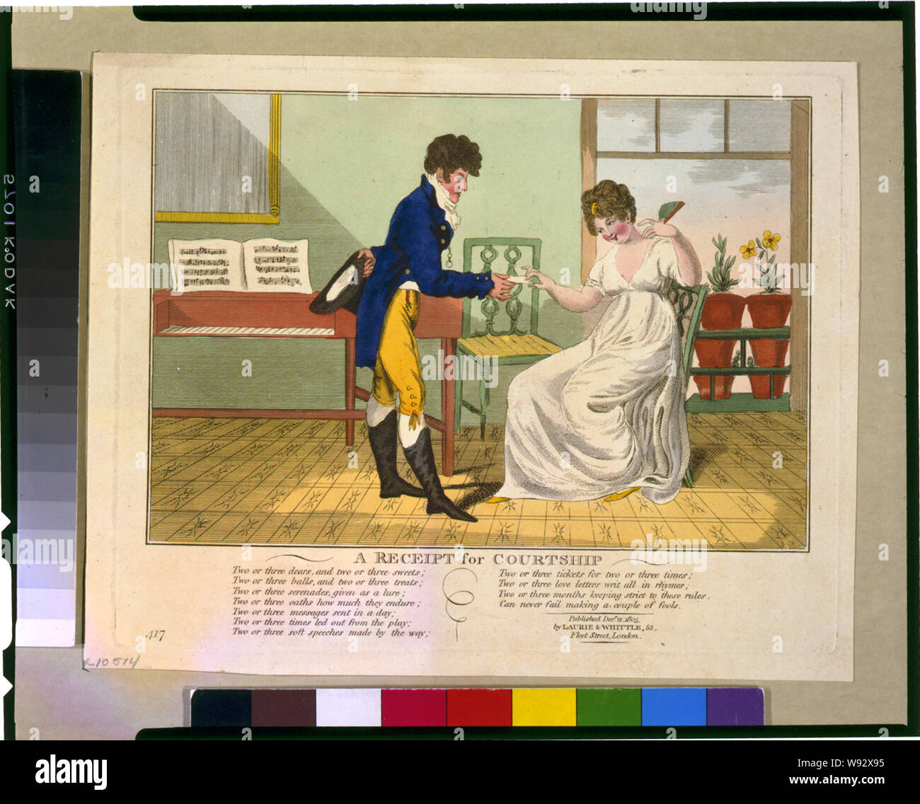 A receipt for courtship Abstract: Print shows a young man handing a ...
