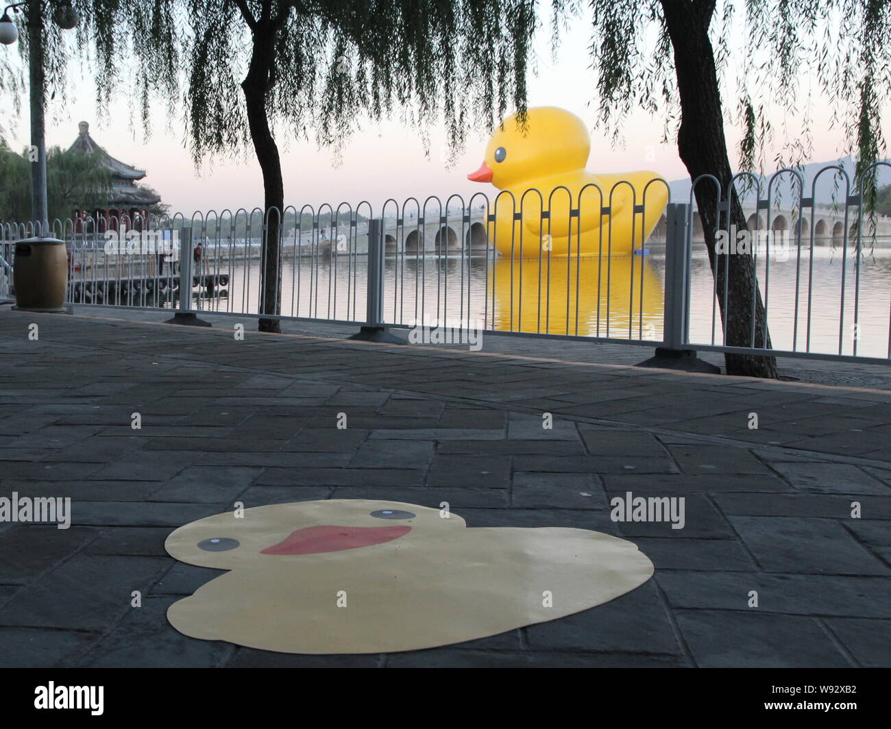 The yellow rubber duck created by Dutch artist Florentijn Hofman floats ...