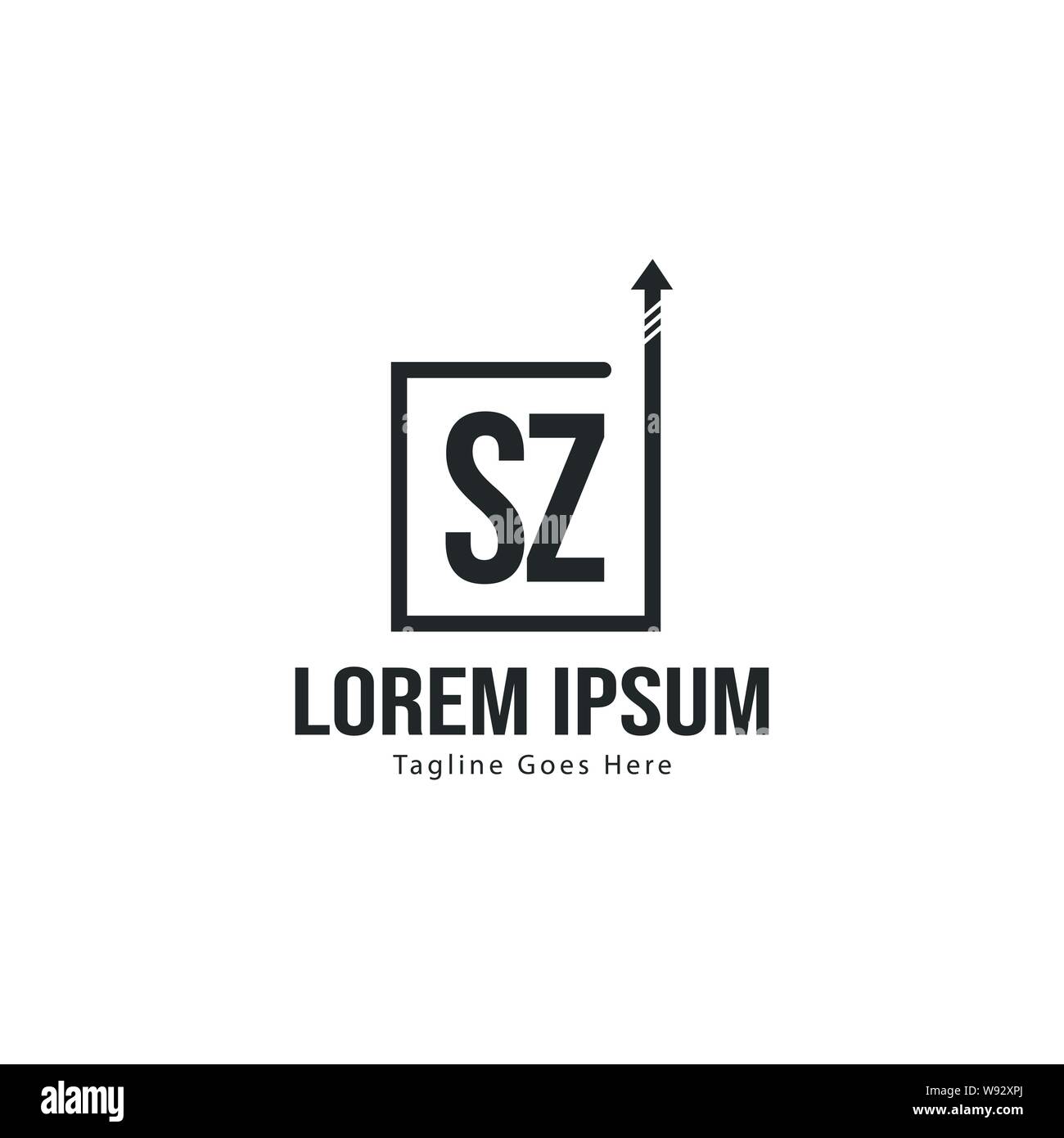 Initial SZ logo template with modern frame. Minimalist SZ letter logo vector illustration design ...