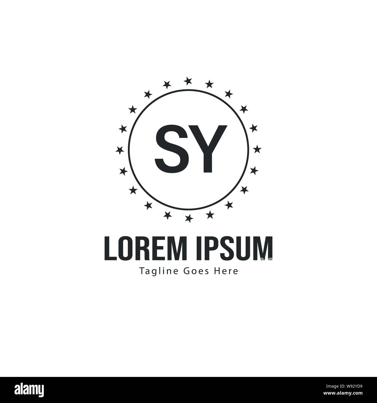 Initial SY logo template with modern frame. Minimalist SY letter logo ...