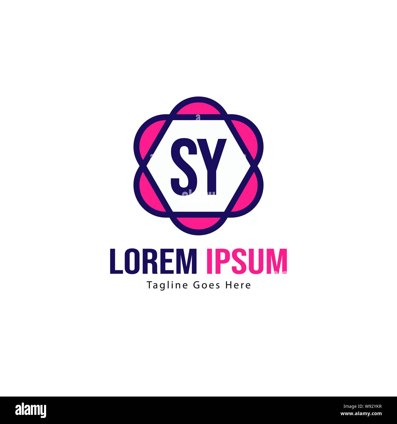 Initial SY logo template with modern frame. Minimalist SY letter logo ...