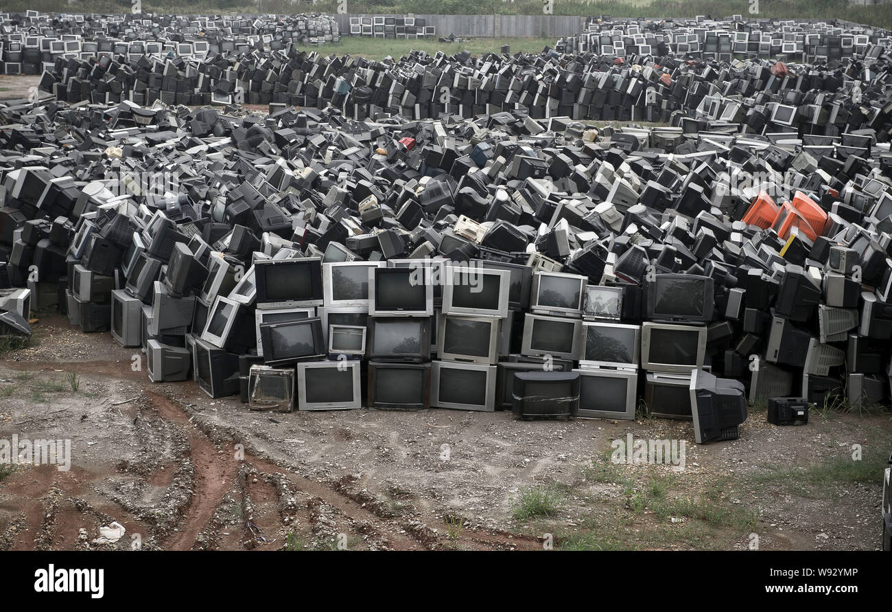 Tens of thousands of discarded outdated CRT (Cathode Ray Tube) TV sets ...