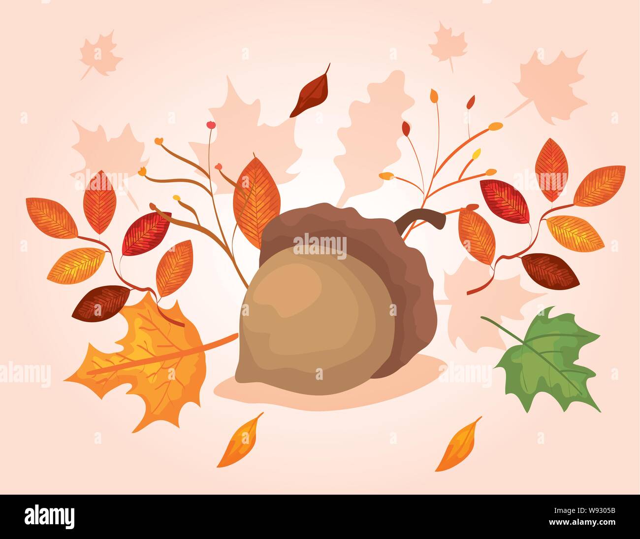 nature nut with leaves branches plants Stock Vector Image & Art - Alamy