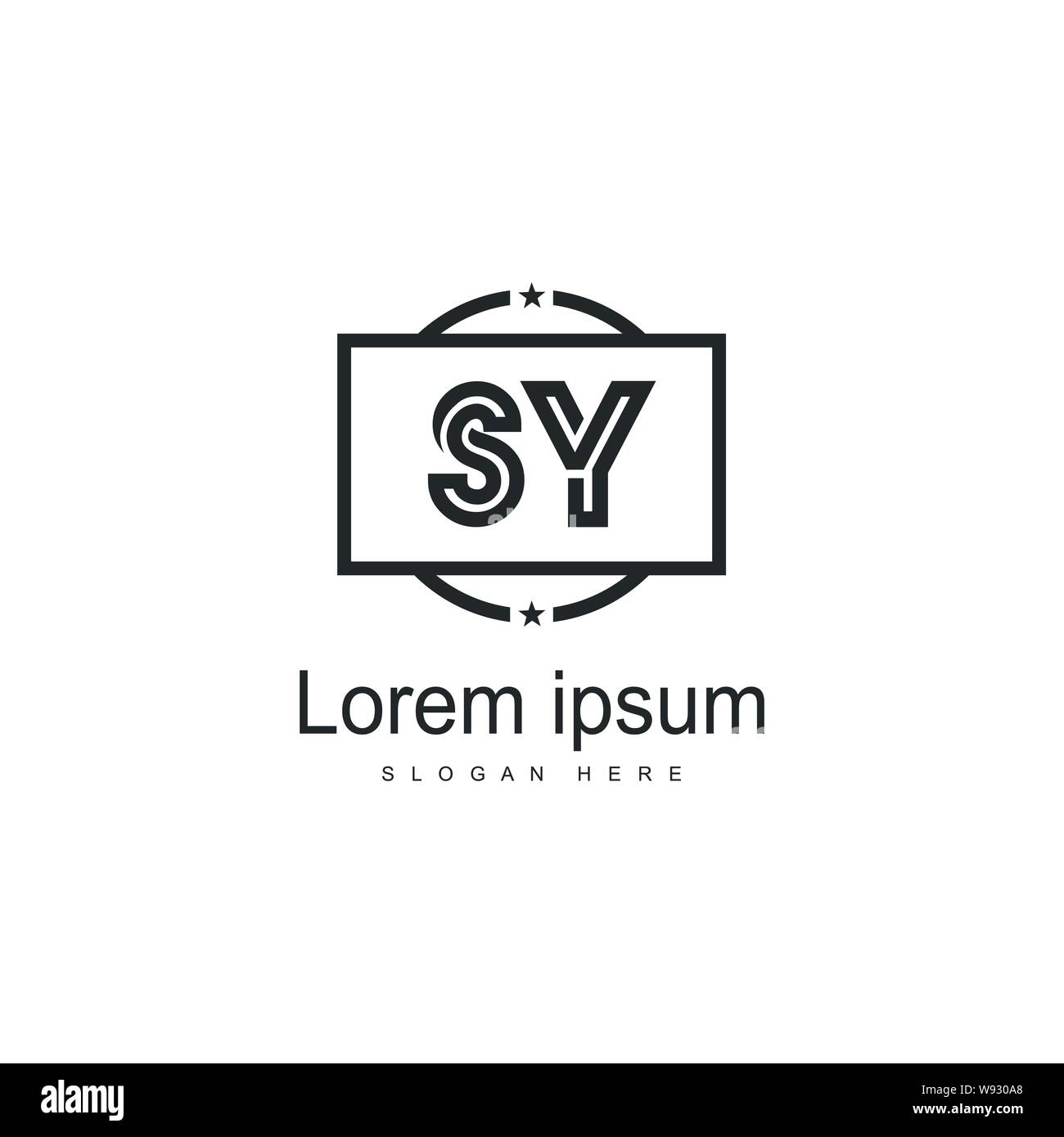 Initial SY logo template with modern frame. Minimalist SY letter logo ...