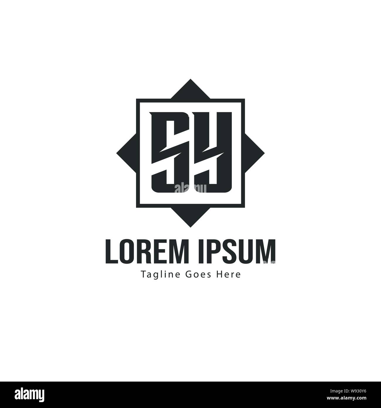 Initial SY logo template with modern frame. Minimalist SY letter logo ...
