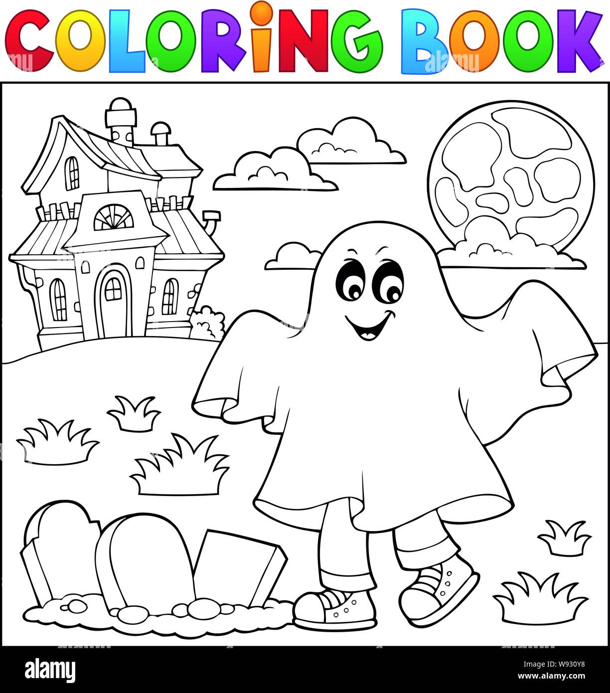 Coloring book boy in ghost costume 1 - eps10 vector illustration Stock ...