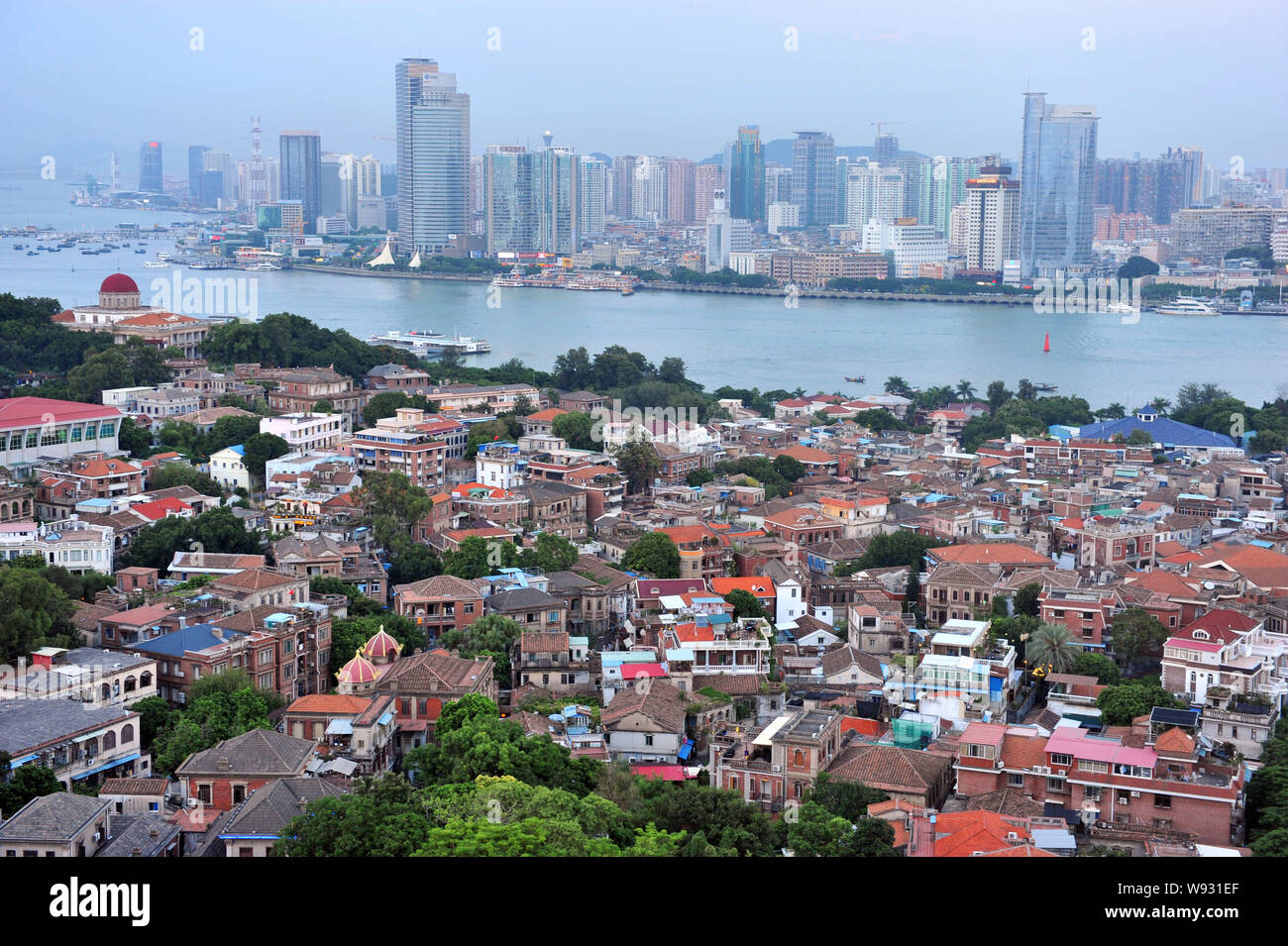 View of colonial architecture on Gulangyu island in Xiamen, southeast ...