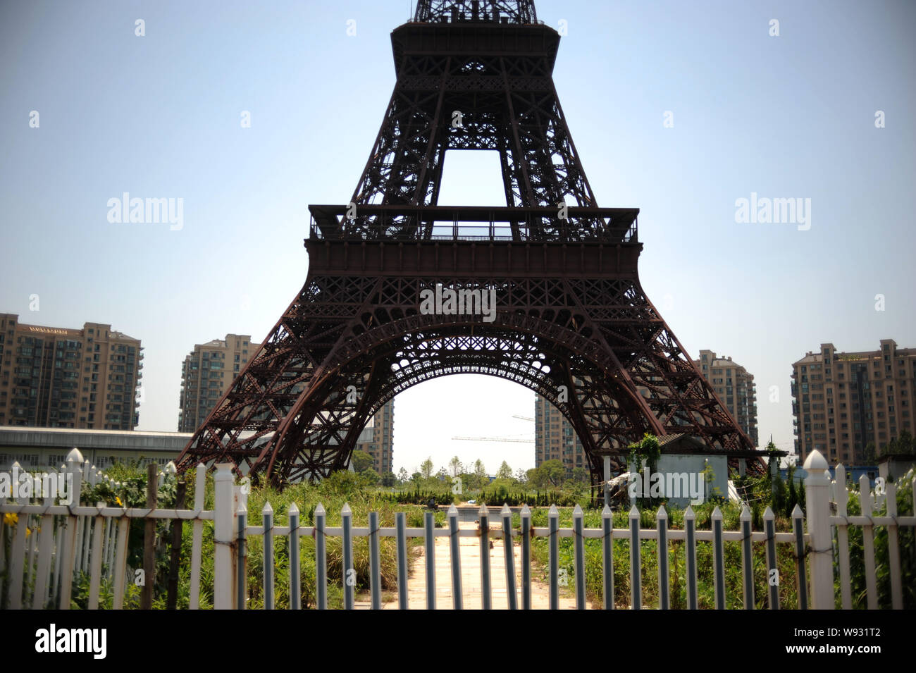 The half-sized copy of the Eiffel Tower is pictured at Tianducheng, a ...