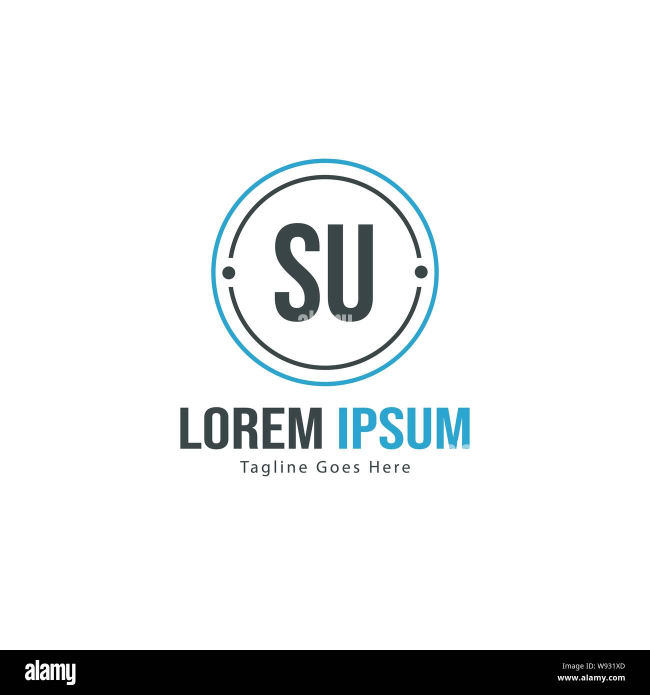 Initial SU logo template with modern frame. Minimalist SU letter logo ...