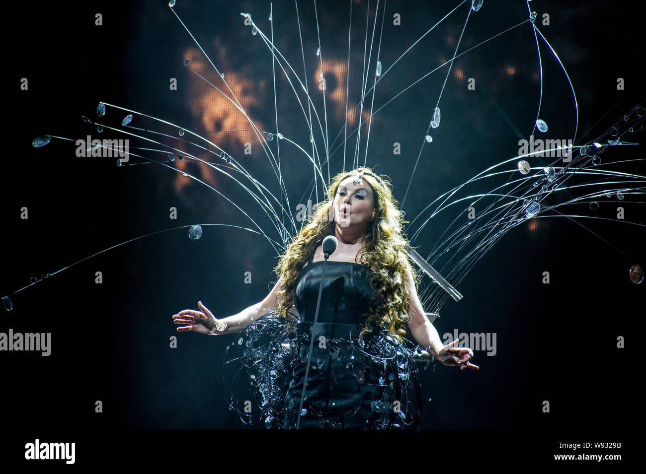 British soprano Sarah Brightman sings during her concert at Shanghai ...