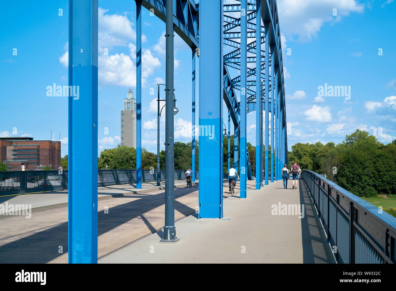 Star bridge over the river Elbe in Magdeburg. The star bridge connects ...