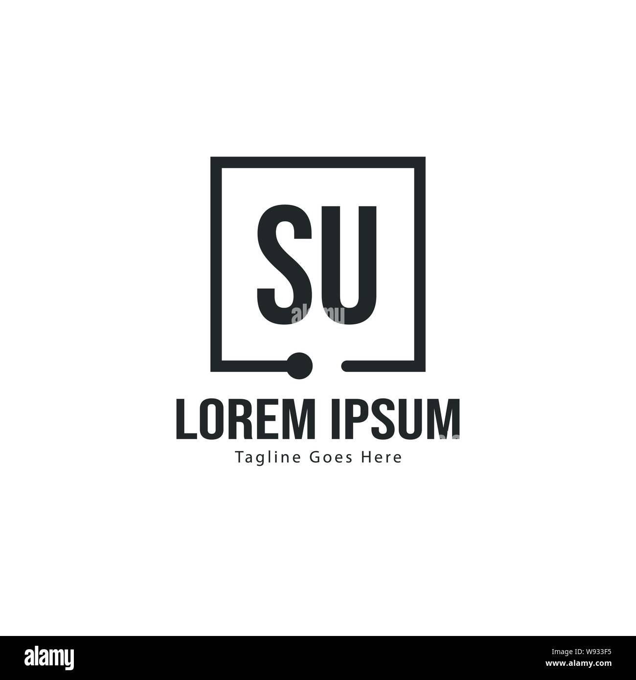 Initial SU logo template with modern frame. Minimalist SU letter logo ...