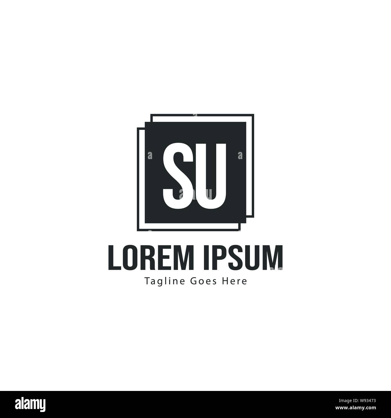 Initial SU logo template with modern frame. Minimalist SU letter logo ...
