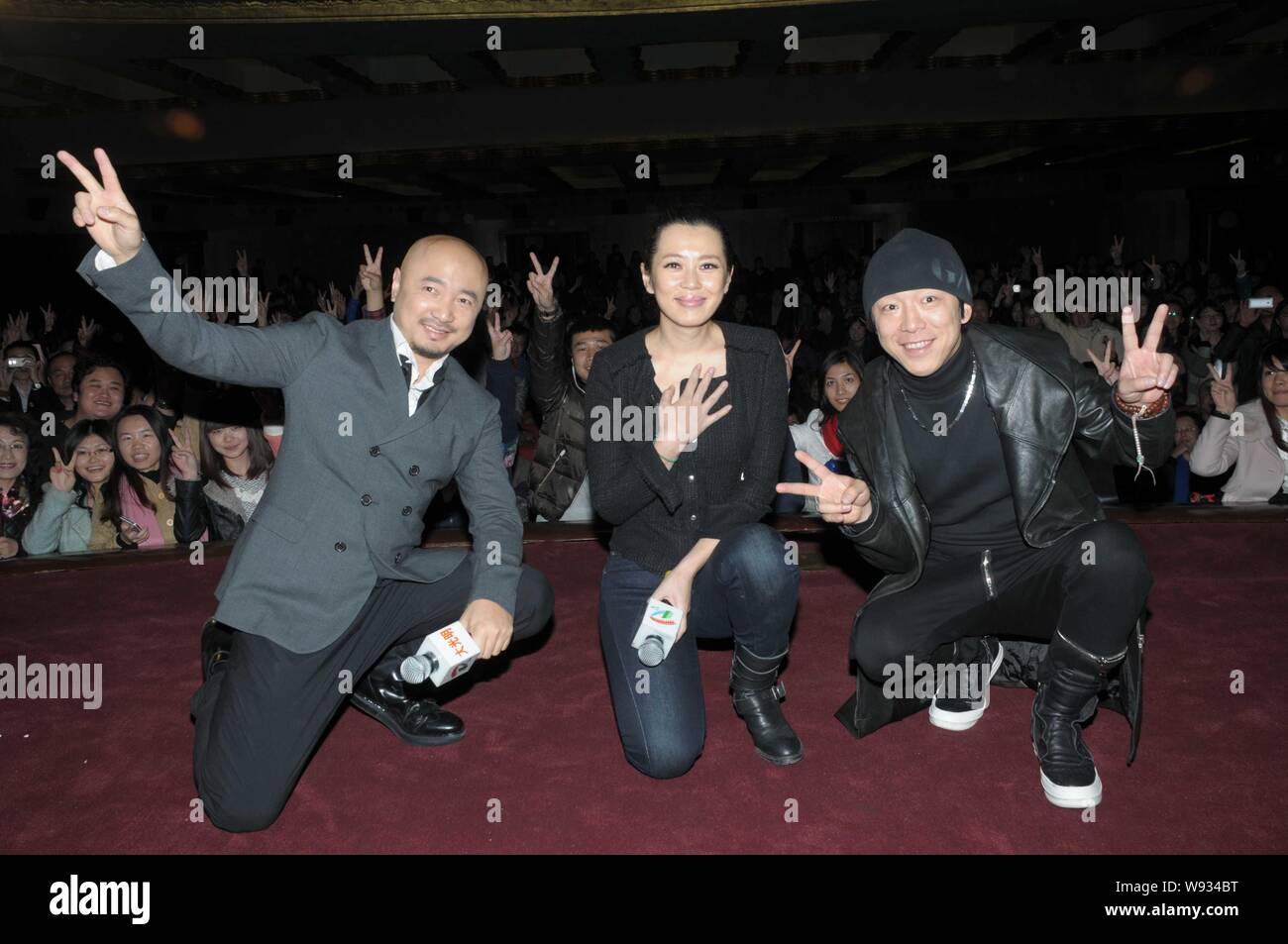 (From left) Chinese actor Xu Zheng, actress Yu Nan and actor Huang Bo ...