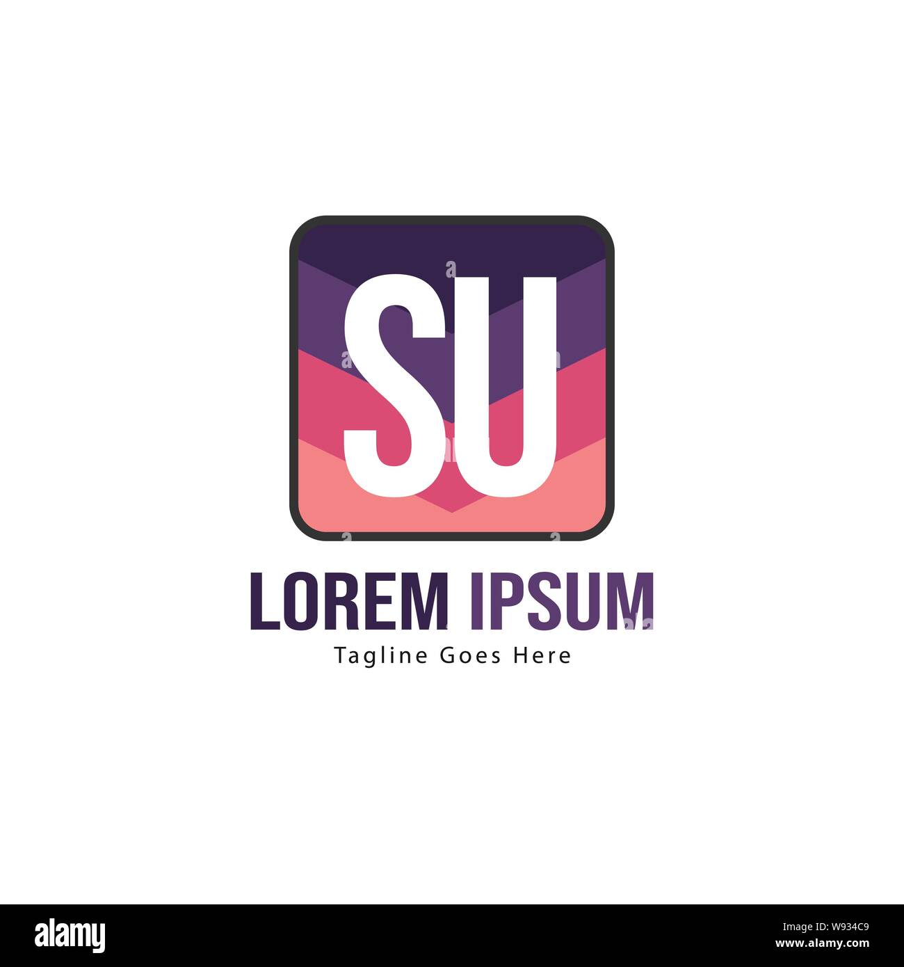 Initial SU logo template with modern frame. Minimalist SU letter logo ...