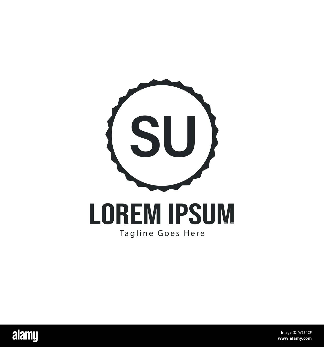 Initial SU logo template with modern frame. Minimalist SU letter logo ...