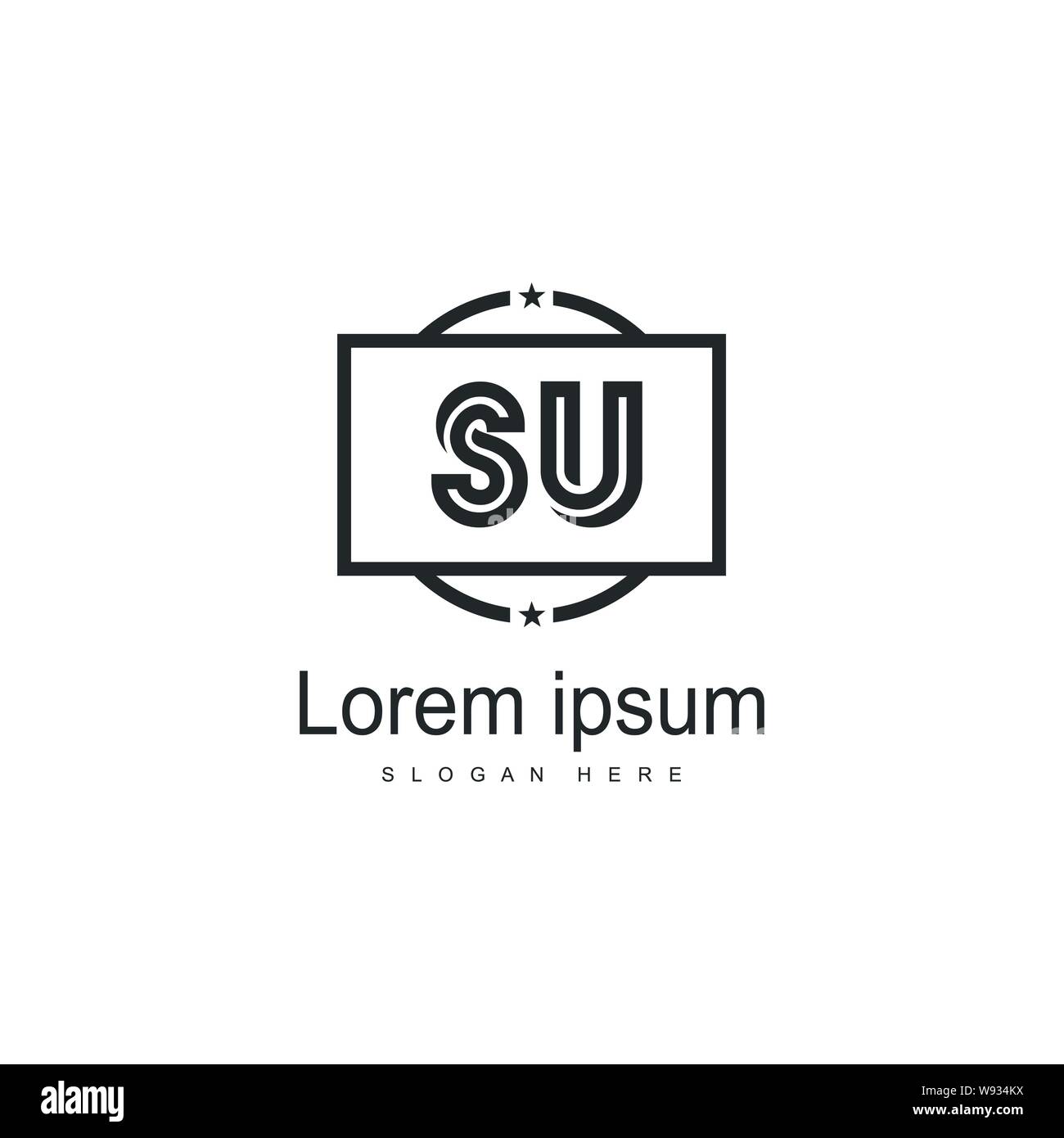 Initial SU logo template with modern frame. Minimalist SU letter logo ...