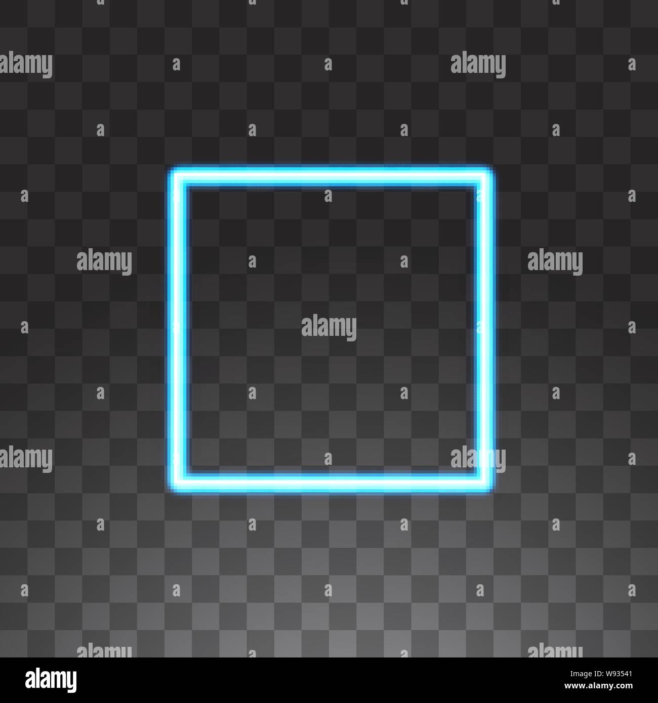 Abstract square blue neon frame, vector illustration, isolated on ...