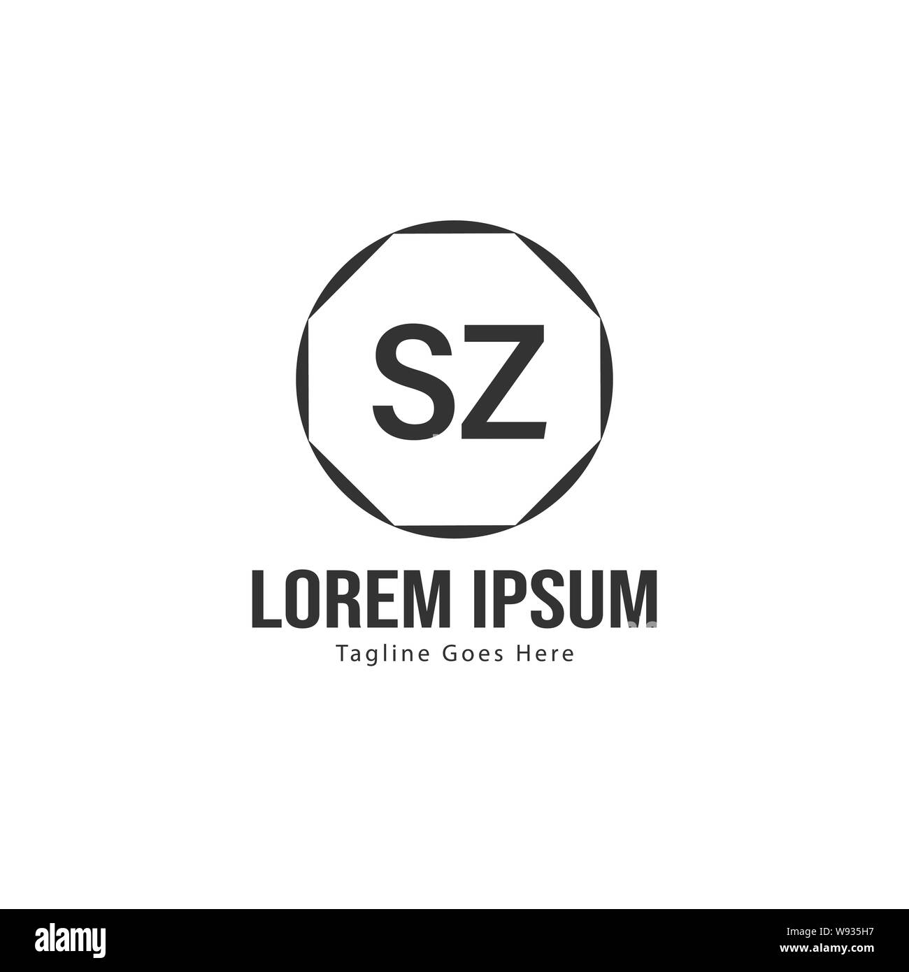 Initial SZ logo template with modern frame. Minimalist SZ letter logo vector illustration design ...