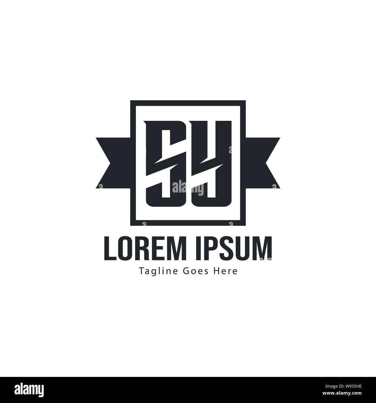 Initial SY logo template with modern frame. Minimalist SY letter logo ...