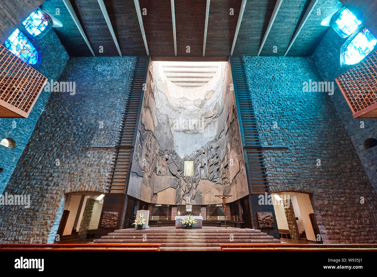 Arantzazu sanctuary interior. Euskadi cultural and heritage highlight ...