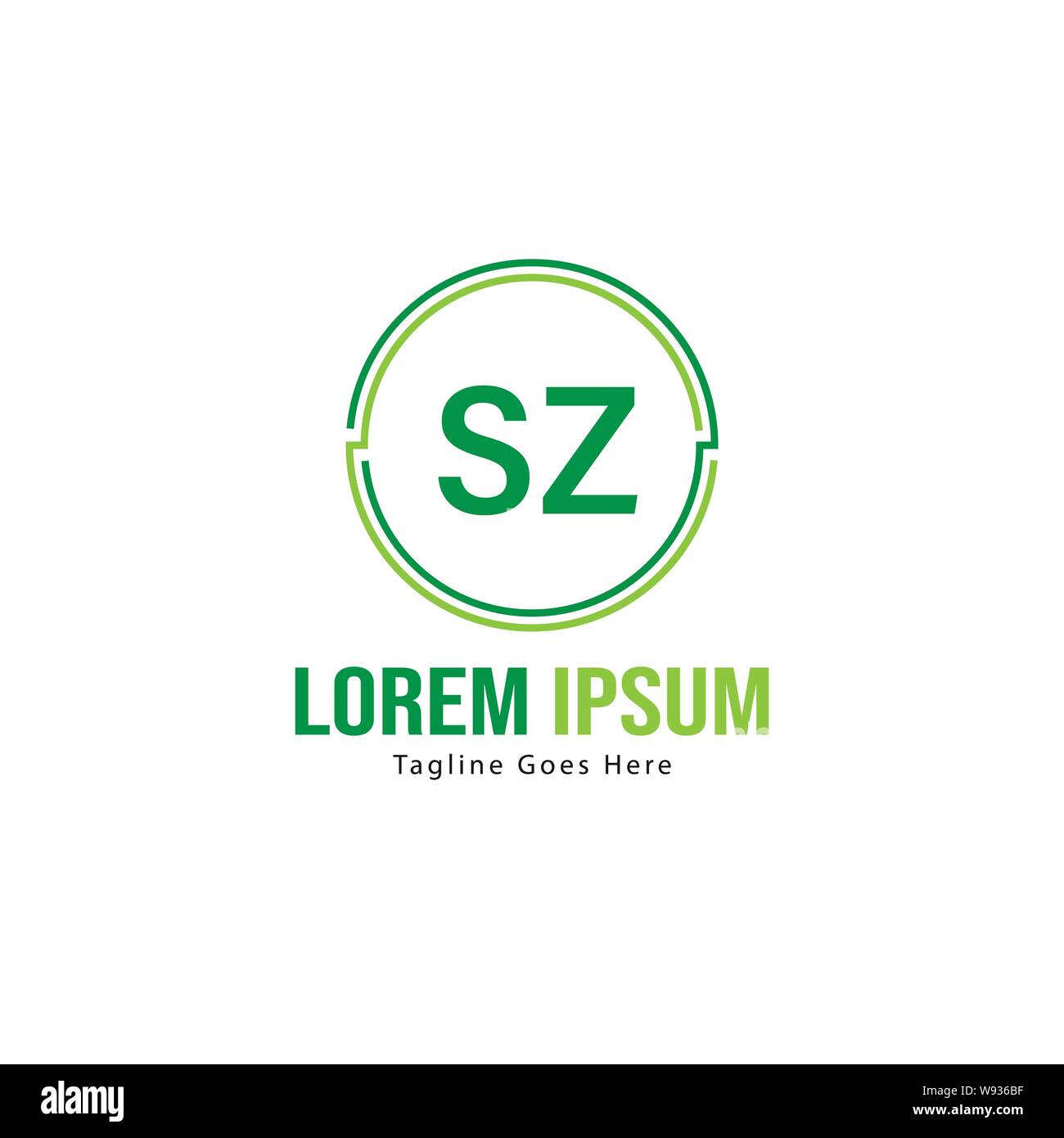 Initial SZ logo template with modern frame. Minimalist SZ letter logo ...