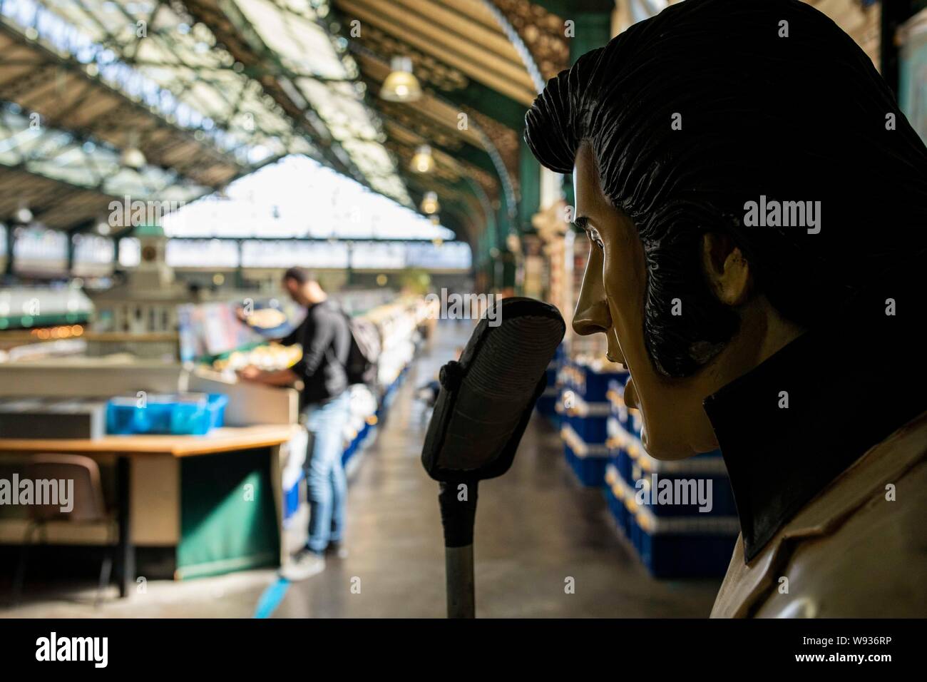 A figurine of Elvis Presley at Kelly's records in Cardiff Indoor Market ...
