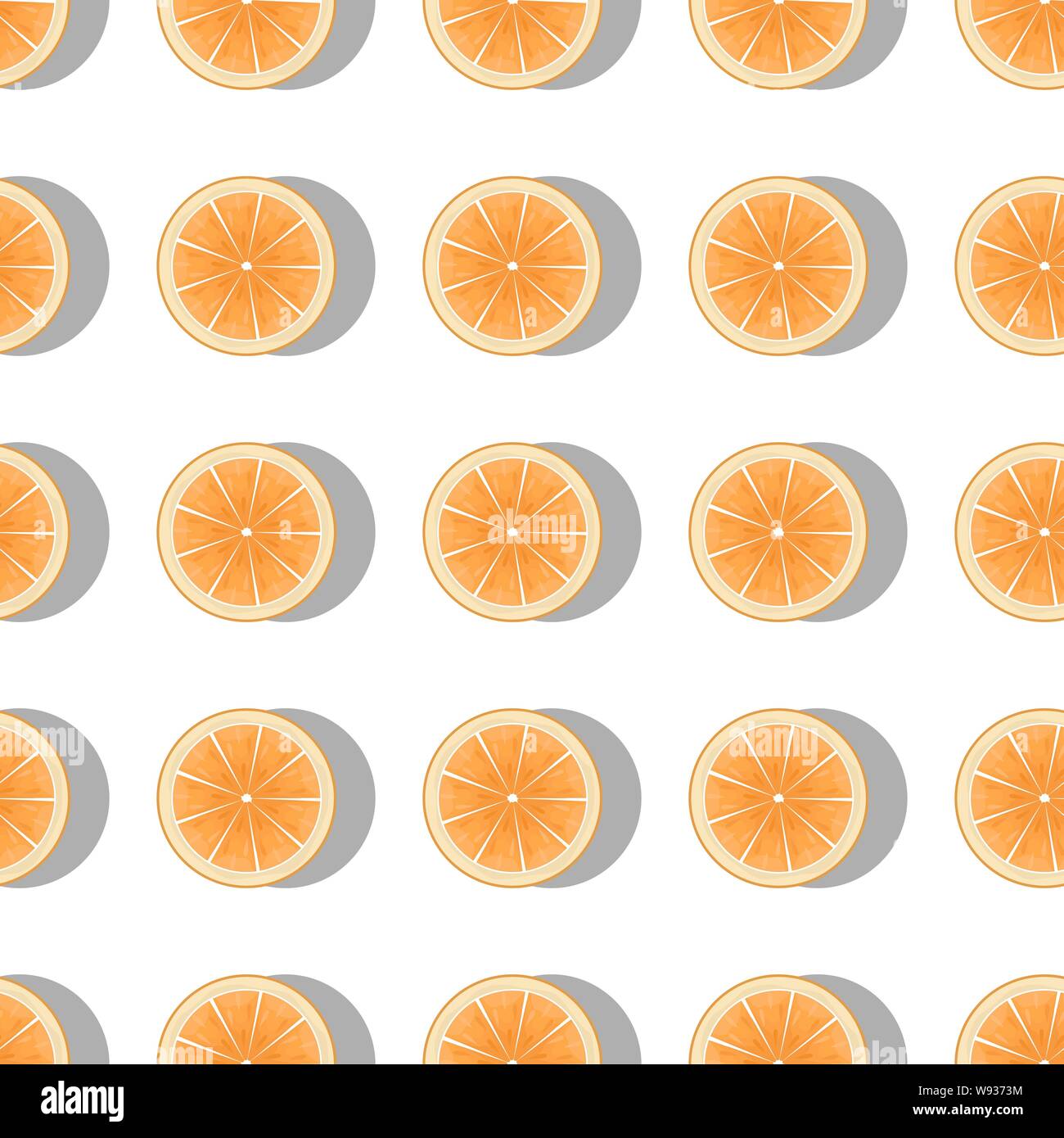 Seamless pattern with orange halves with shadows on white background ...