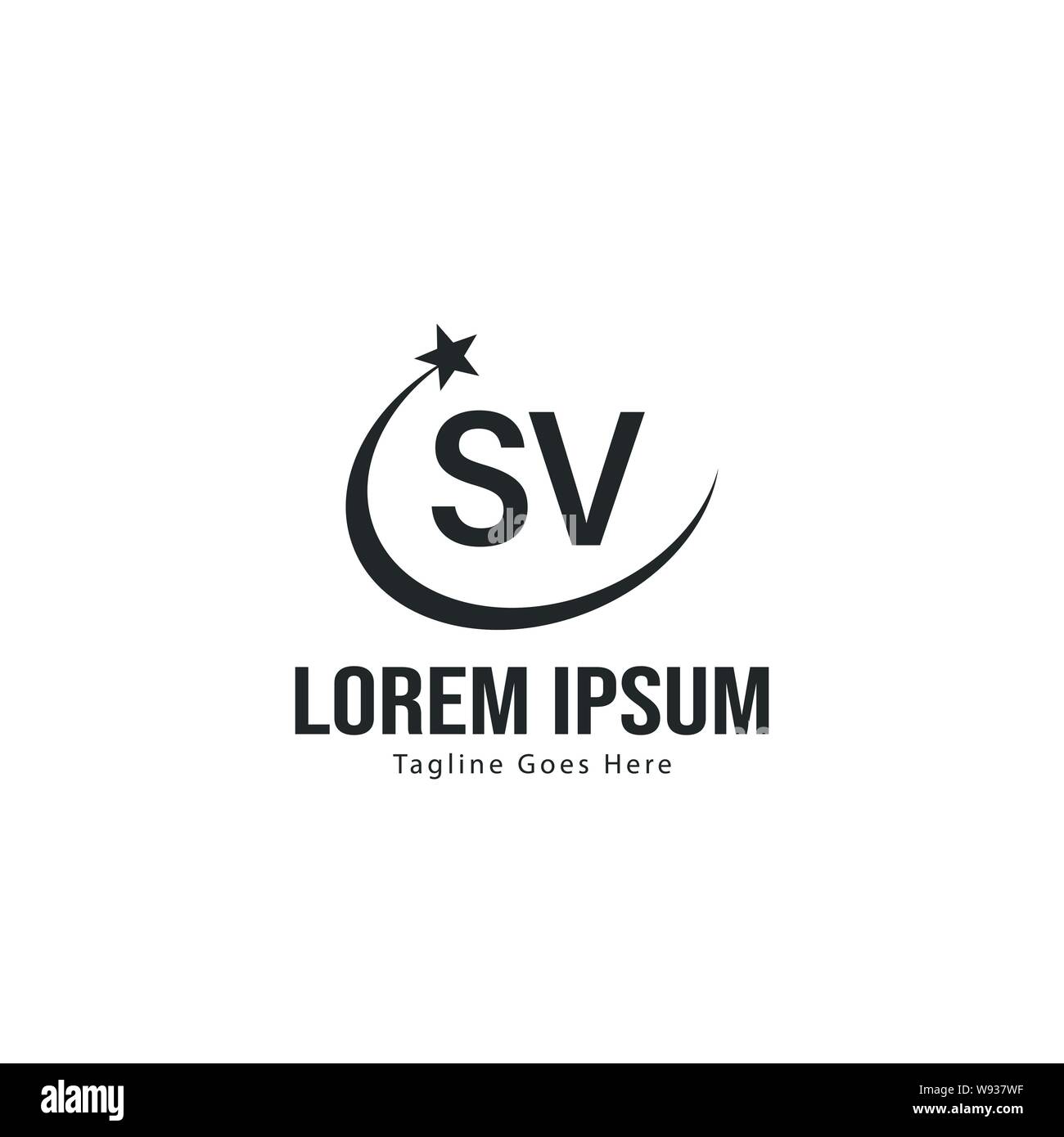 Initial SV logo template with modern frame. Minimalist SV letter logo ...